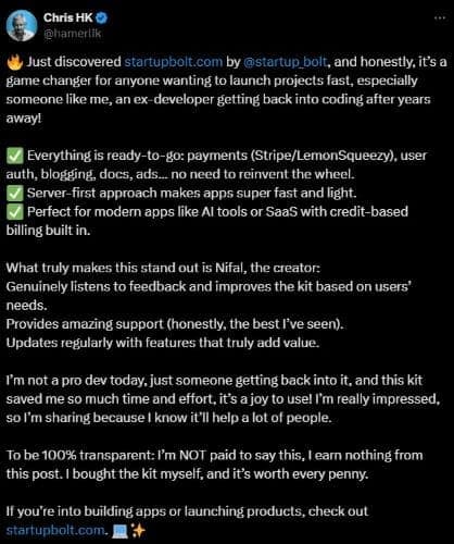 StartupBolt: Launch Next.js SaaS & Landing Pages Fast